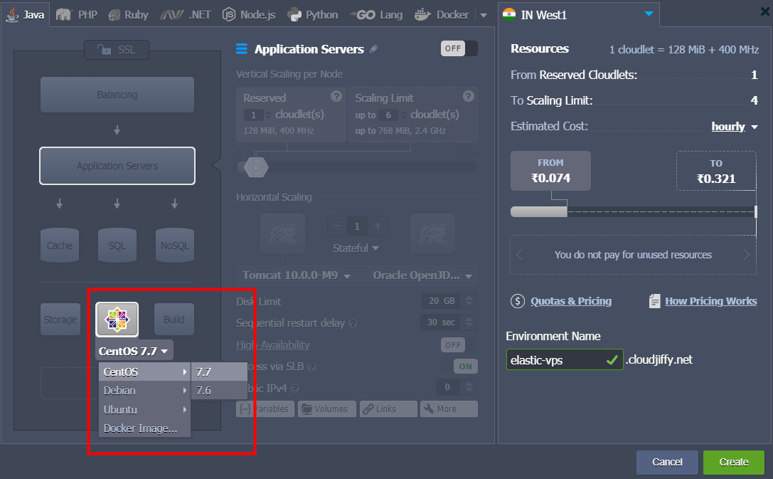 How do I set Elastic VPS Configuration - CloudJiffy India